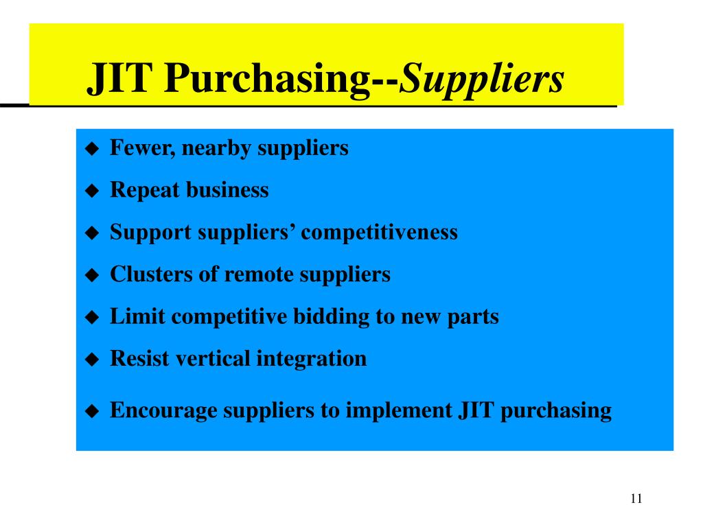 PPT - Just-in Time Management Supplier Partnerships B7801 April 17 ...