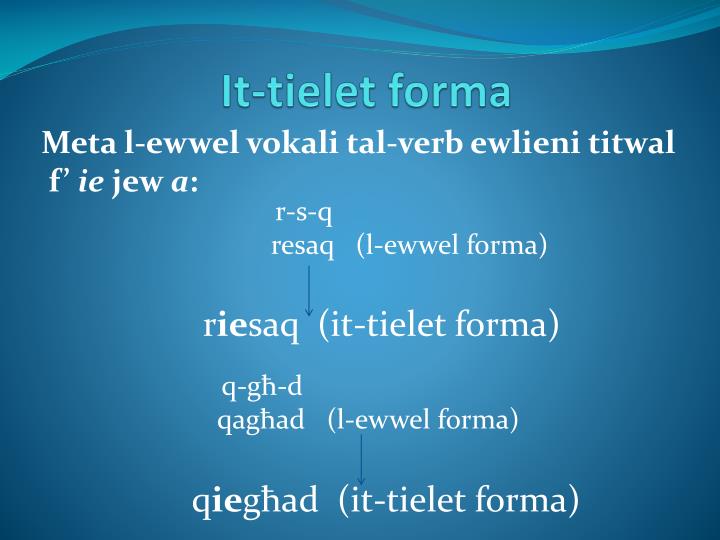 PPT - Il- forom tal -verb Semitiku PowerPoint Presentation - ID:5639032