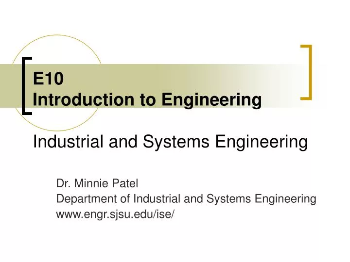 PPT - E10 Introduction to Engineering Industrial and Systems ...