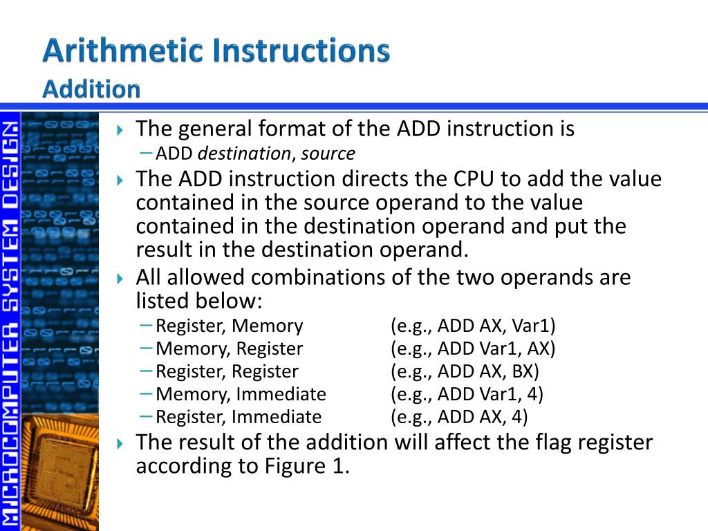 Ppt The 8086 Assembly Programming Arithmetic And Logical Instructions Powerpoint Presentation