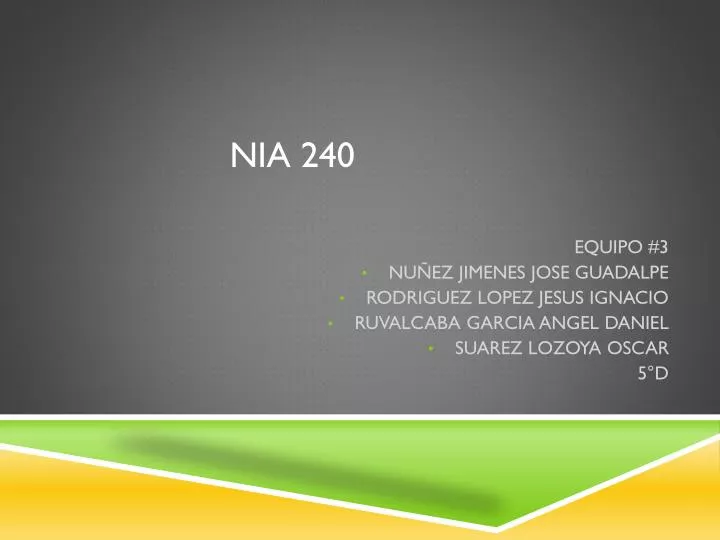PPT - NIA 240 PowerPoint Presentation, free download - ID:5646199
