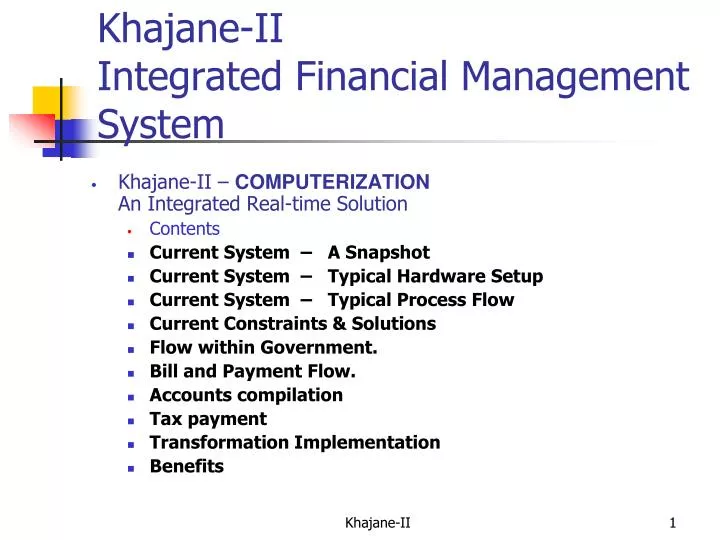 PPT - Khajane-II Integrated Financial Management System PowerPoint ...