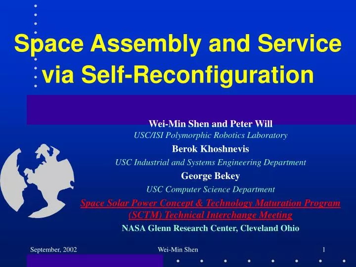 PPT - Space Assembly and Service via Self-Reconfiguration PowerPoint ...