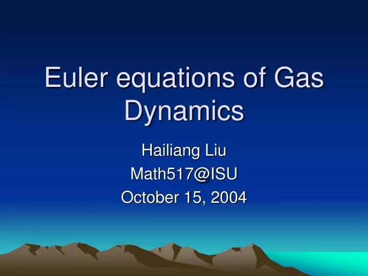 Ppt Euler Equations Of Gas Dynamics Powerpoint Presentation Free