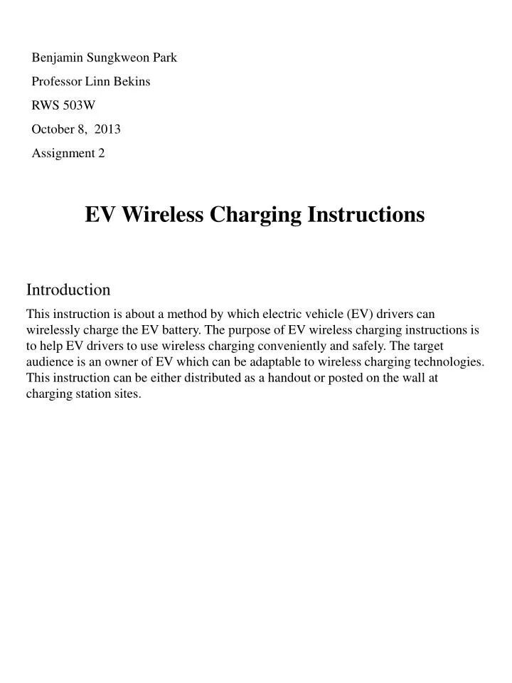 PPT - EV Wireless Charging Instructions PowerPoint Presentation, free ...