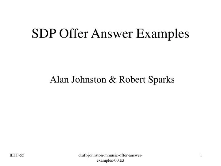 PPT - SDP Offer Answer Examples PowerPoint Presentation, free download ...