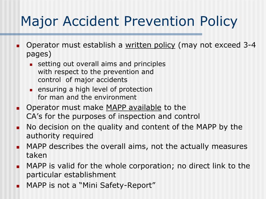 PPT - Major Accident Prevention Policy Safety Management System ... PPT - Major Accident Prevention Policy Safety Management System ...