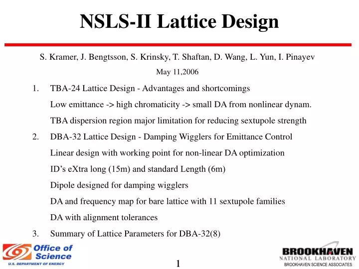 PPT - NSLS-II Lattice Design PowerPoint Presentation, free download ...