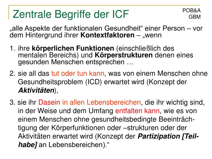 PPT - Leistungsbereiche POB&A/GBM und Domänen der ICF PowerPoint ...