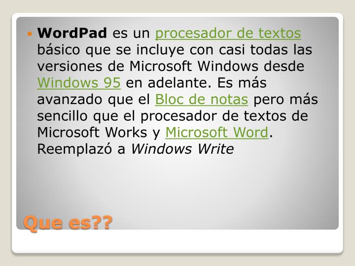 PPT - caracteristicas de WordPad PowerPoint Presentation - ID:5662001