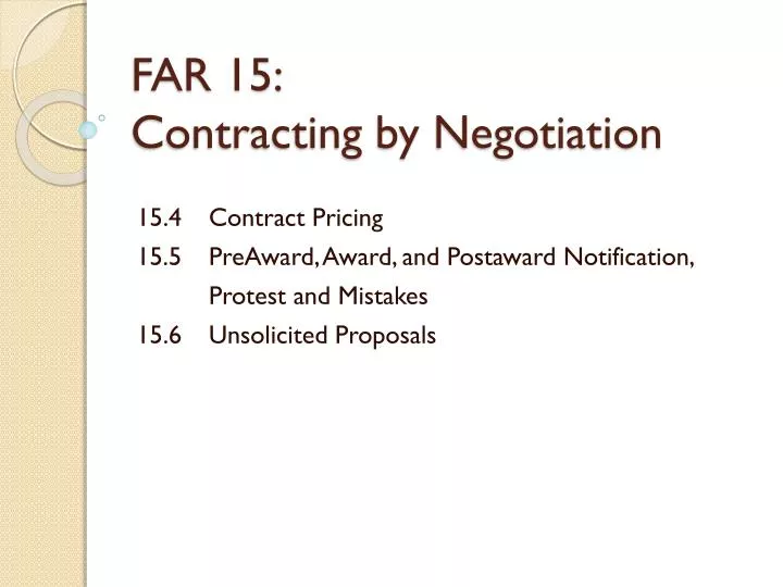 PPT - FAR 15: Contracting by Negotiation PowerPoint Presentation - ID ...