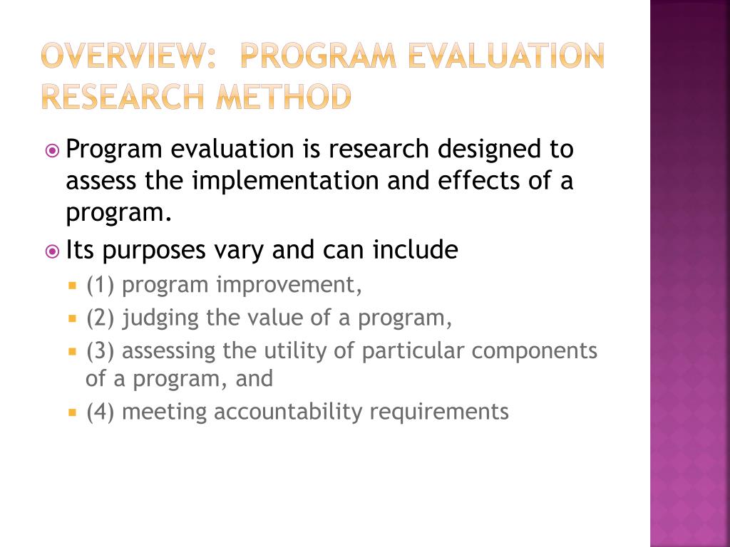PPT Program Evaluation Research Method PowerPoint Presentation Free 
