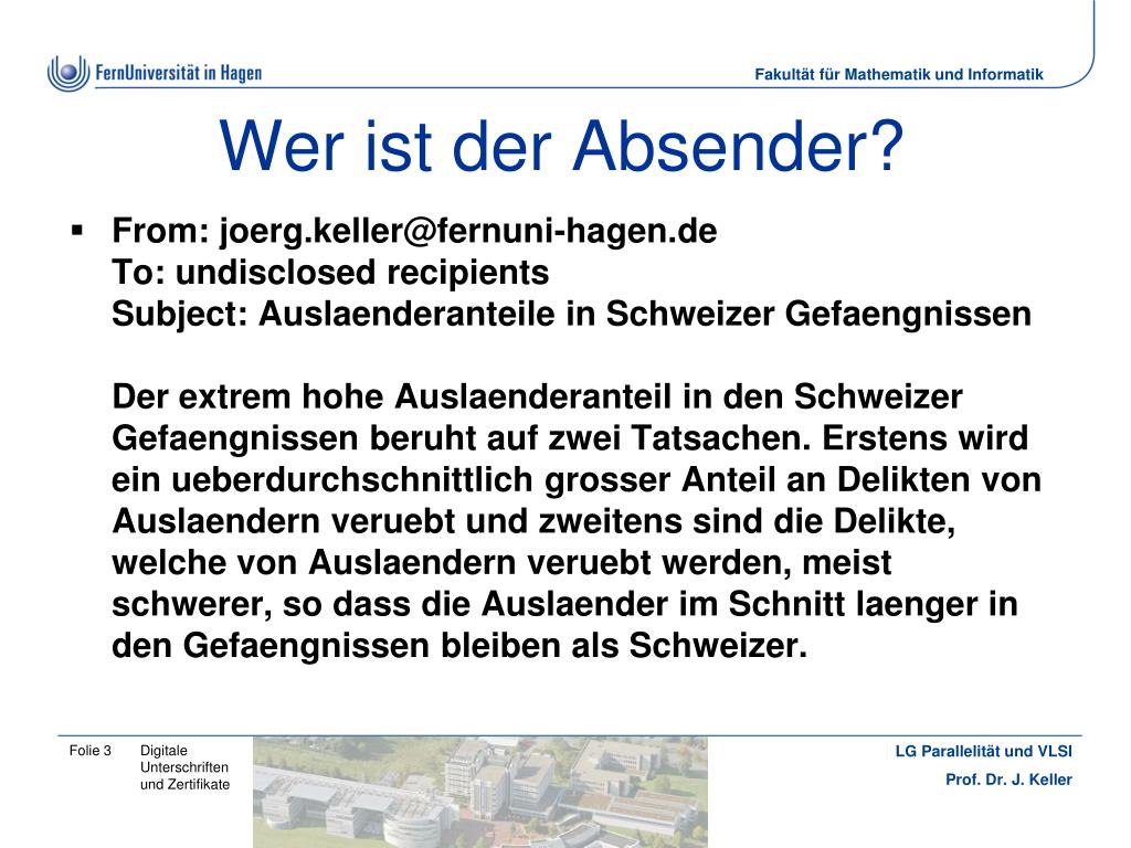 PPT - Digitale Unterschriften und Zertifikate Mit wem rede ich im ...