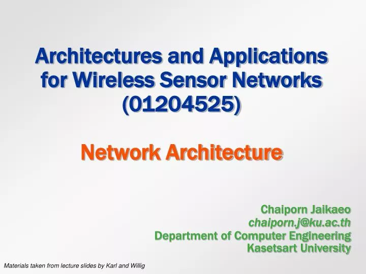 Ppt Architectures And Applications For Wireless Sensor Networks