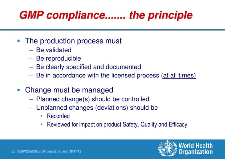 PPT - Good Manufacturing Practices for Blood Establishments (GMP for ...