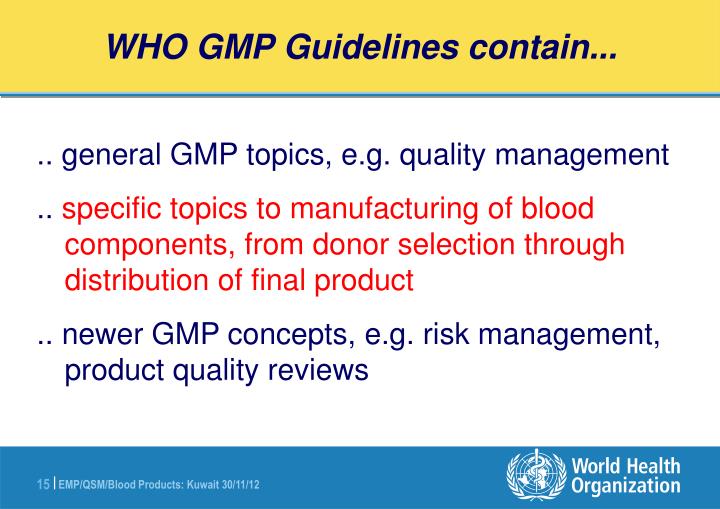 PPT - Good Manufacturing Practices for Blood Establishments (GMP for ...