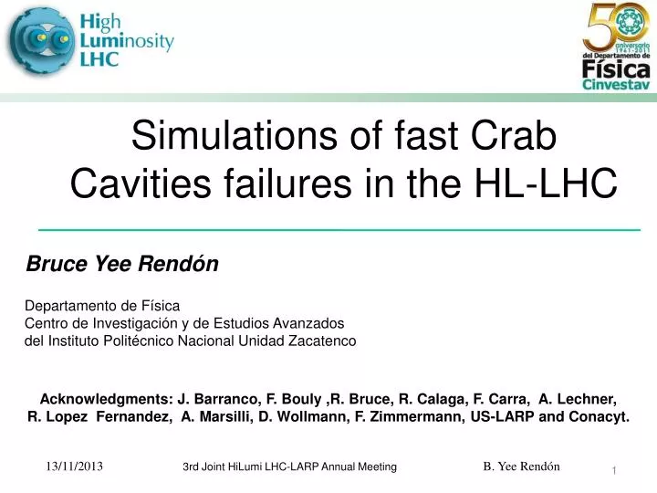 PPT - Simulations of fast Crab Cavities failures in the HL-LHC ...