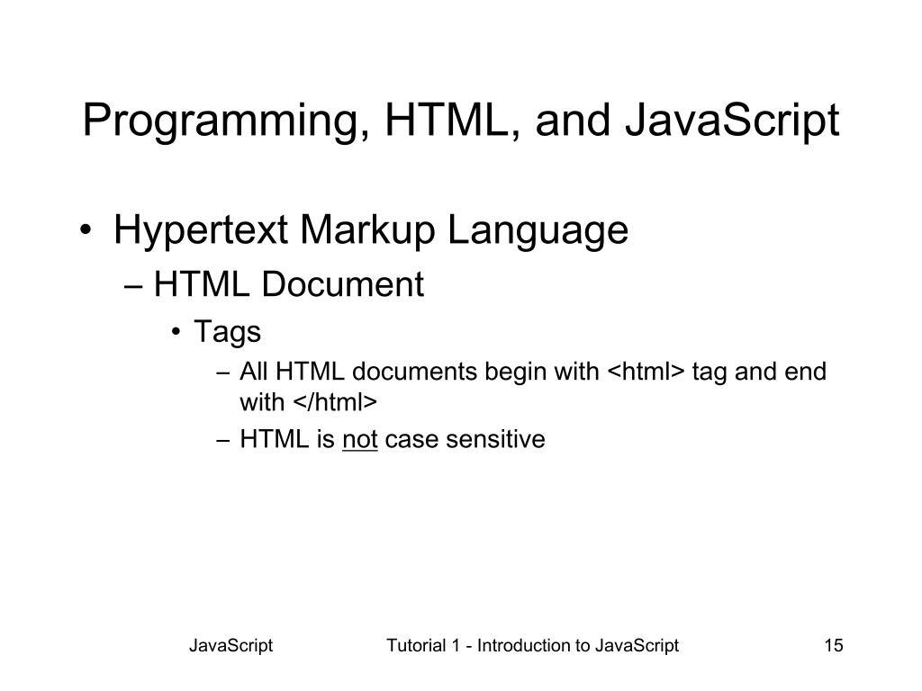 Ppt Tutorial 1 Introduction To Javascript Section A Programming Html And Javascript