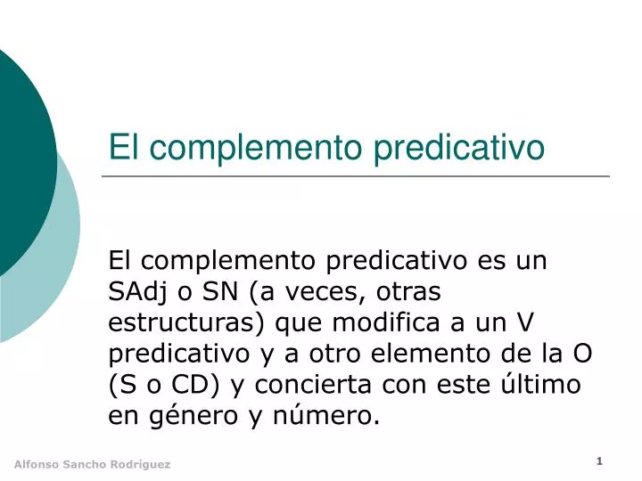 PPT - El complemento predicativo PowerPoint Presentation, free download - ID:5671973