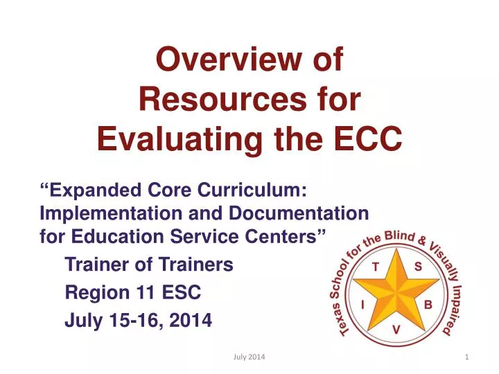 PPT - Overview of Resources for Evaluating the ECC PowerPoint ...