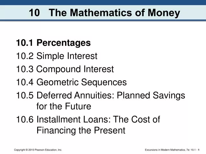 PPT - 10 The Mathematics of Money PowerPoint Presentation, free ...