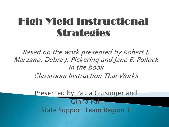 PPT - High Yield Instructional Strategies PowerPoint Presentation, free ...
