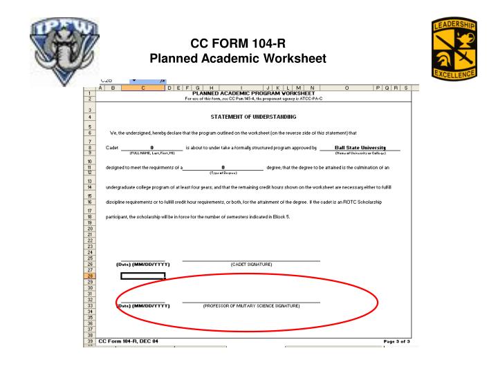 PPT - CC FORM 104-R Planned Academic Worksheet PowerPoint Presentation ...