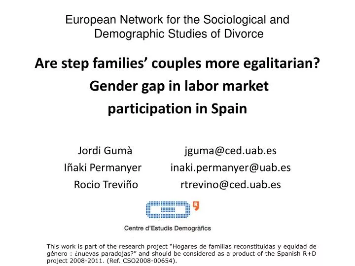 PPT - Are step families’ couples more egalitarian? Gender gap in labor ...