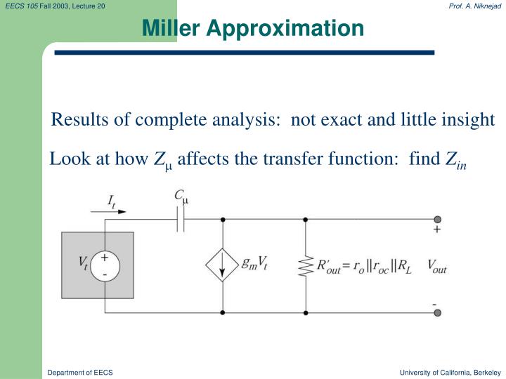 PPT - Lecture 20: Frequency Response: Miller Effect PowerPoint ...