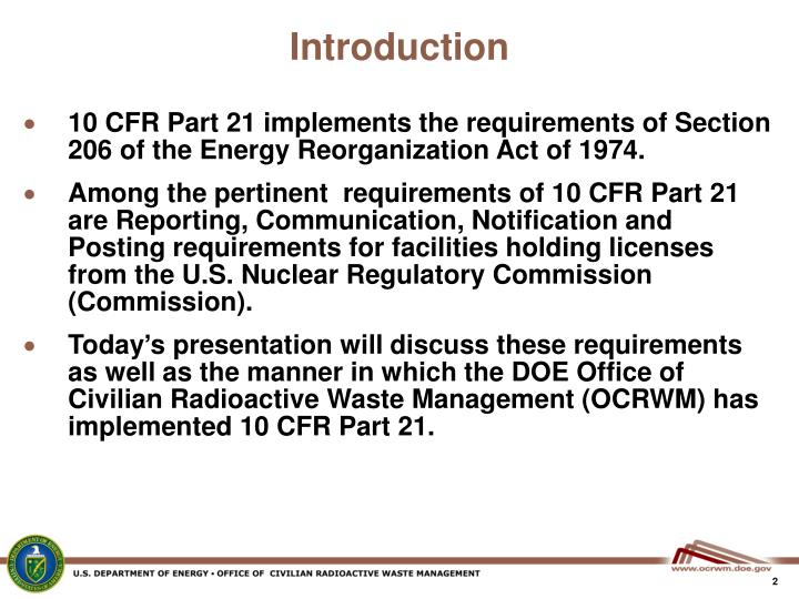 PPT - Provisions and Implementation of 10 CFR Part 21 PowerPoint ...