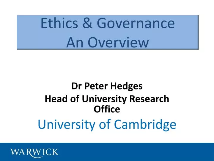 PPT - Ethics & Governance An Overview PowerPoint Presentation, free ...