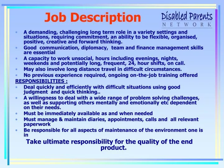 PPT - Job Description PowerPoint Presentation, free download - ID:5680397