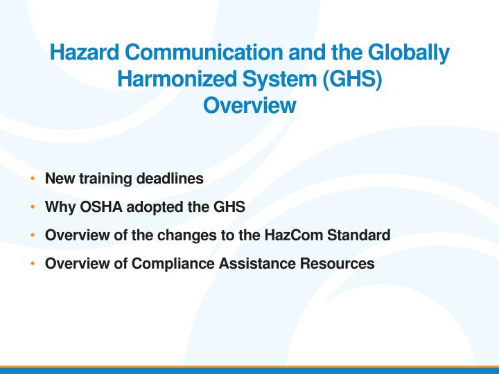 PPT - Hazard Communication and the Globally Harmonized System (GHS ...