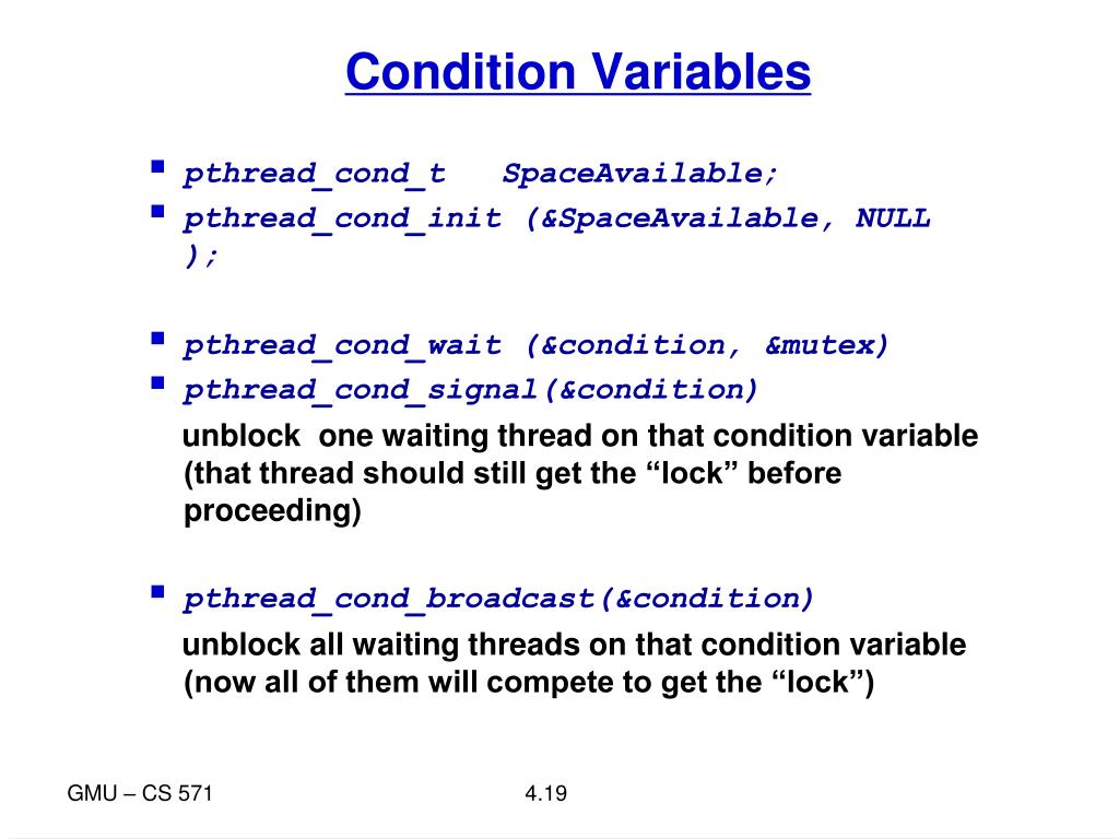 Ppt Cs 471 Lecture 4 Programming With Posix Threads And Java Threads George Mason University