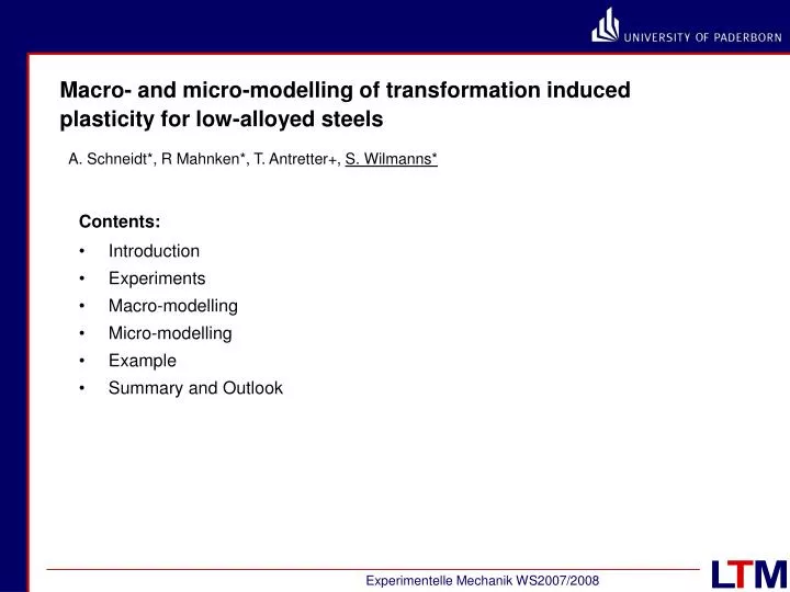 PPT - Contents: Introduction Experiments Macro-modelling Micro ...