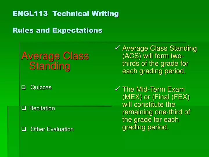 PPT - ENGL113 Technical Writing Rules and Expectations PowerPoint ...