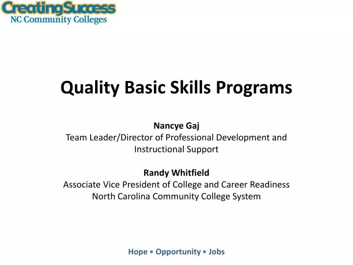 PPT - Quality Basic Skills Programs PowerPoint Presentation, free ...