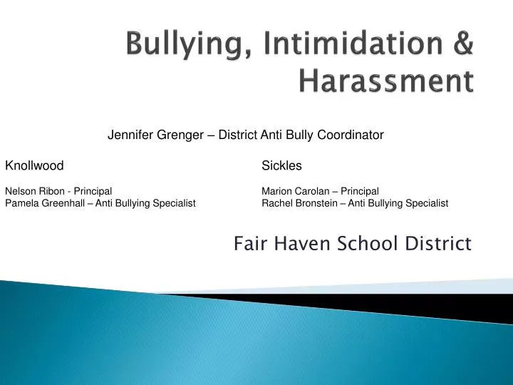 PPT - Bullying, Intimidation & Harassment PowerPoint Presentation, free ...