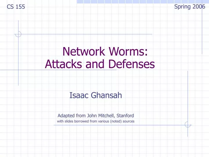 PPT - Network Worms: Attacks and Defenses PowerPoint Presentation - ID ...