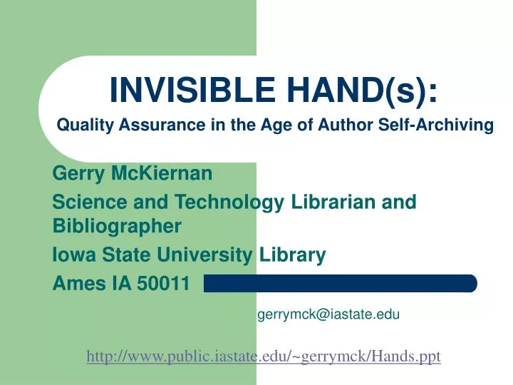 PPT - INVISIBLE HAND(s): PowerPoint Presentation, free download - ID ...