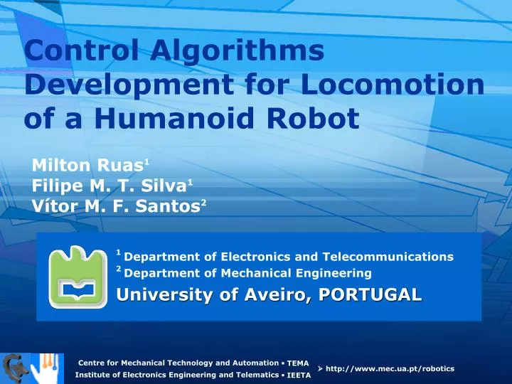 PPT - Control Algorithms Development for Locomotion of a Humanoid Robot PowerPoint Presentation ...