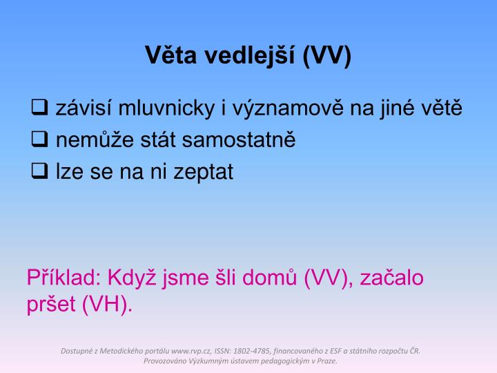 PPT - Souvětí, věta hlavní, vedlejší PowerPoint Presentation - ID:5691885