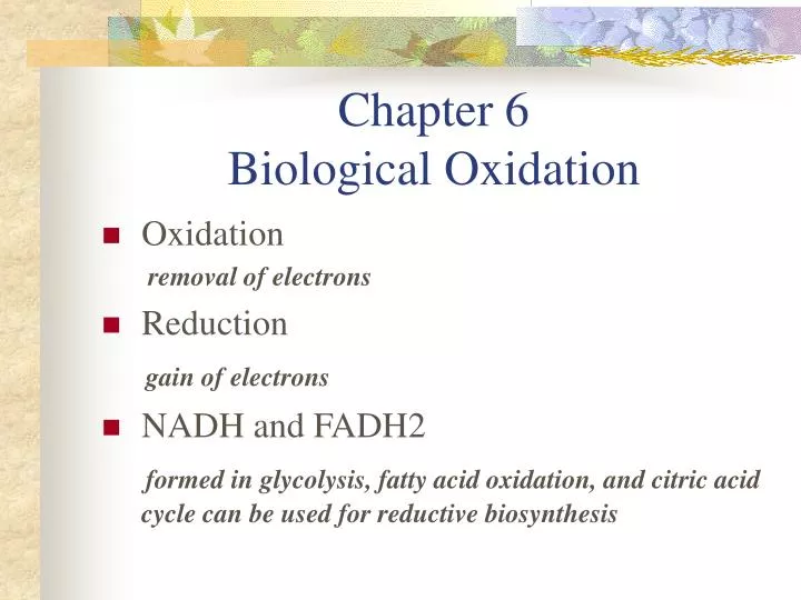 PPT - Chapter 6 Biological Oxidation PowerPoint Presentation, free ...
