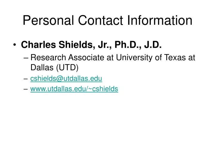 PPT - Personal Contact Information PowerPoint Presentation, free ...