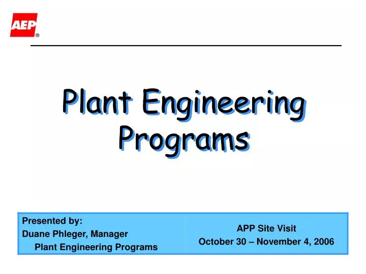 PPT - Plant Engineering Programs PowerPoint Presentation, free download ...