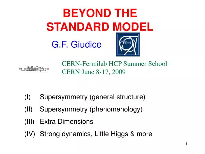 PPT - BEYOND THE STANDARD MODEL PowerPoint Presentation, free download ...