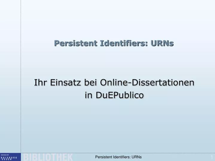 PPT - Persistent Identifiers: URNs PowerPoint Presentation, free ...