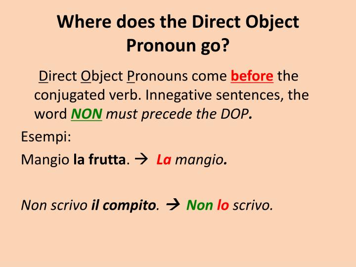 PPT - Direct Object Pronouns I Pronomi Diretti PowerPoint Presentation ...