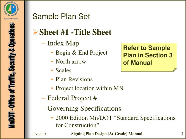 PPT - Signing Plan Design - At Grade Intersections Sample Plan Set ...