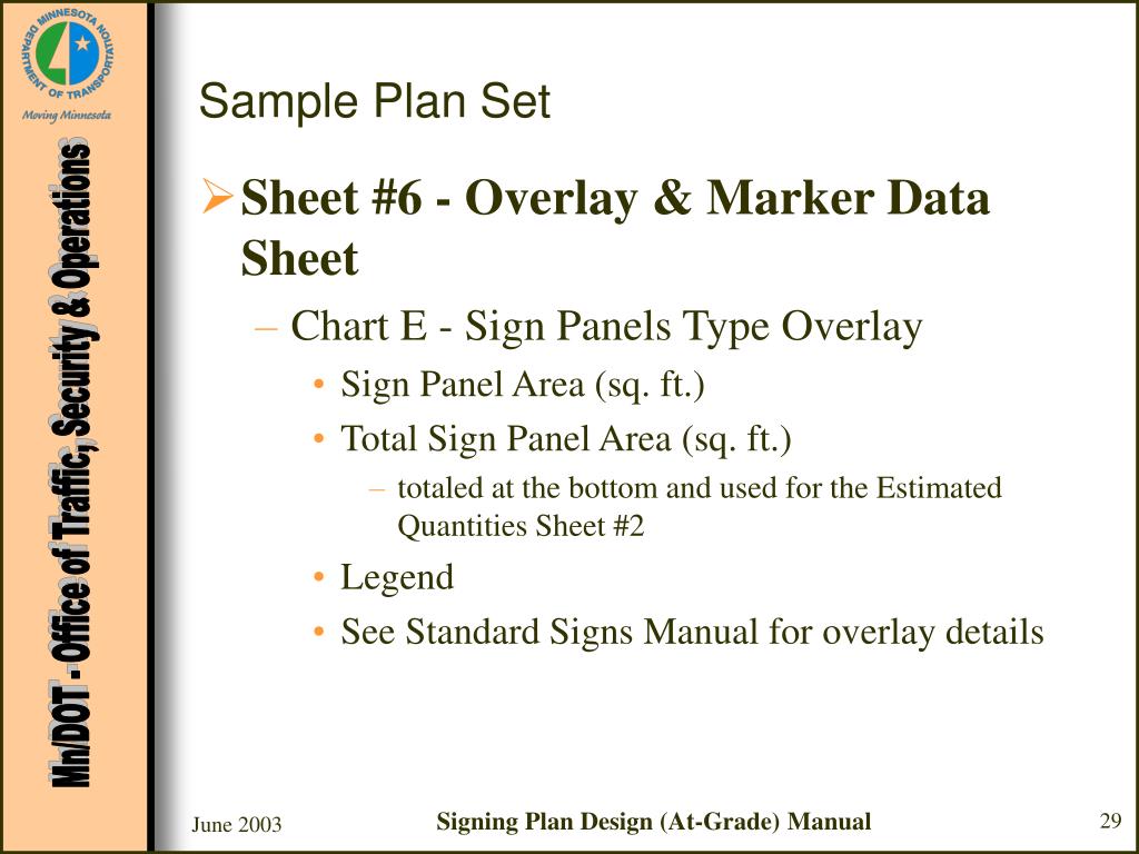 PPT - Signing Plan Design - At Grade Intersections Sample Plan Set ...